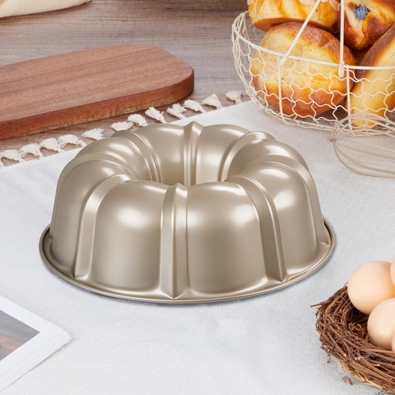 Coliware 10 inch Gold Fluted Tube Pan, Non-Stick Carbon Steel Cake Pan ...