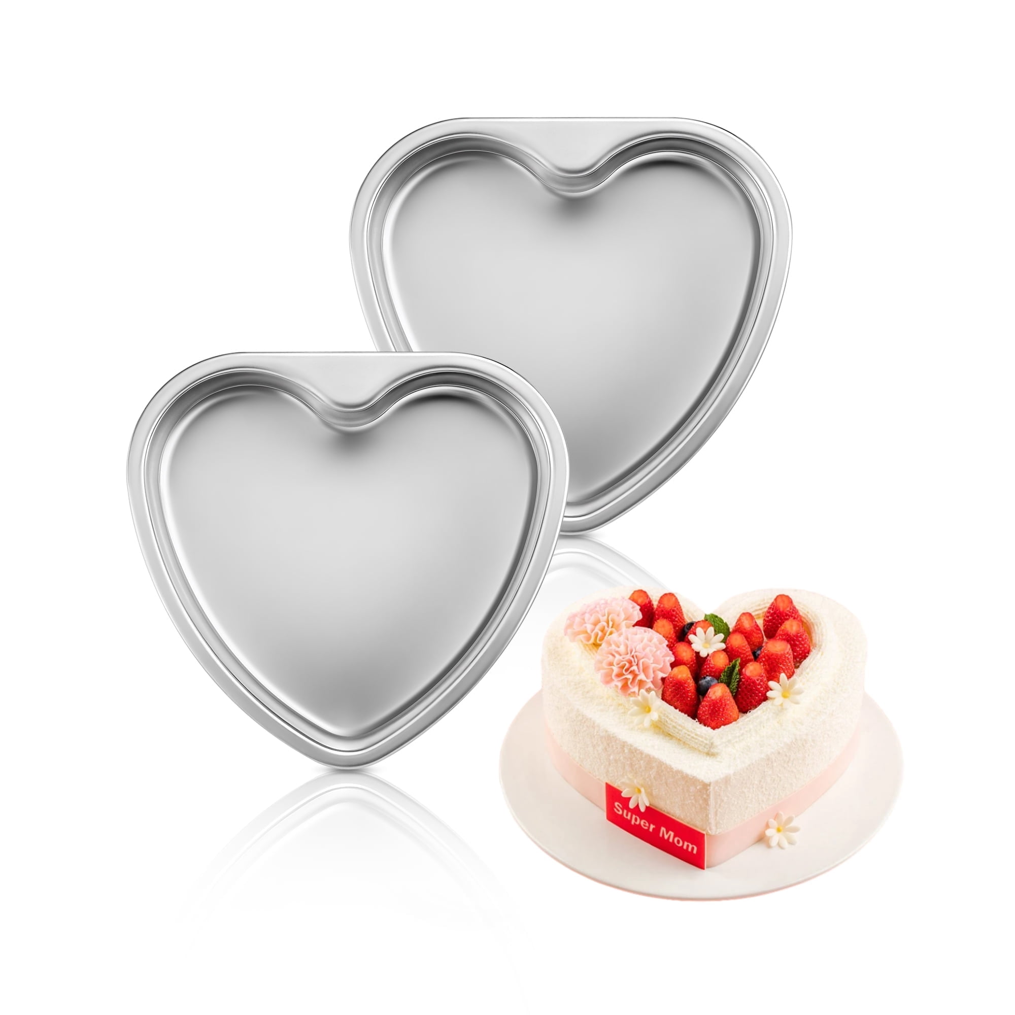 Coliware 2 Pack Heart-Shaped Cake Pan, 6 inch Nonstick Baking Mold ...