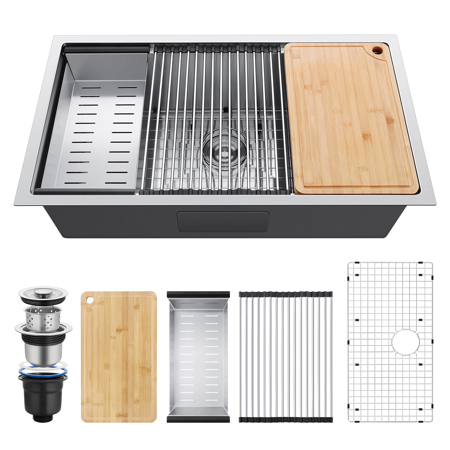 Kraus Premier 32-inch 16 Gauge Undermount 60/40 Double Bowl Stainless ...