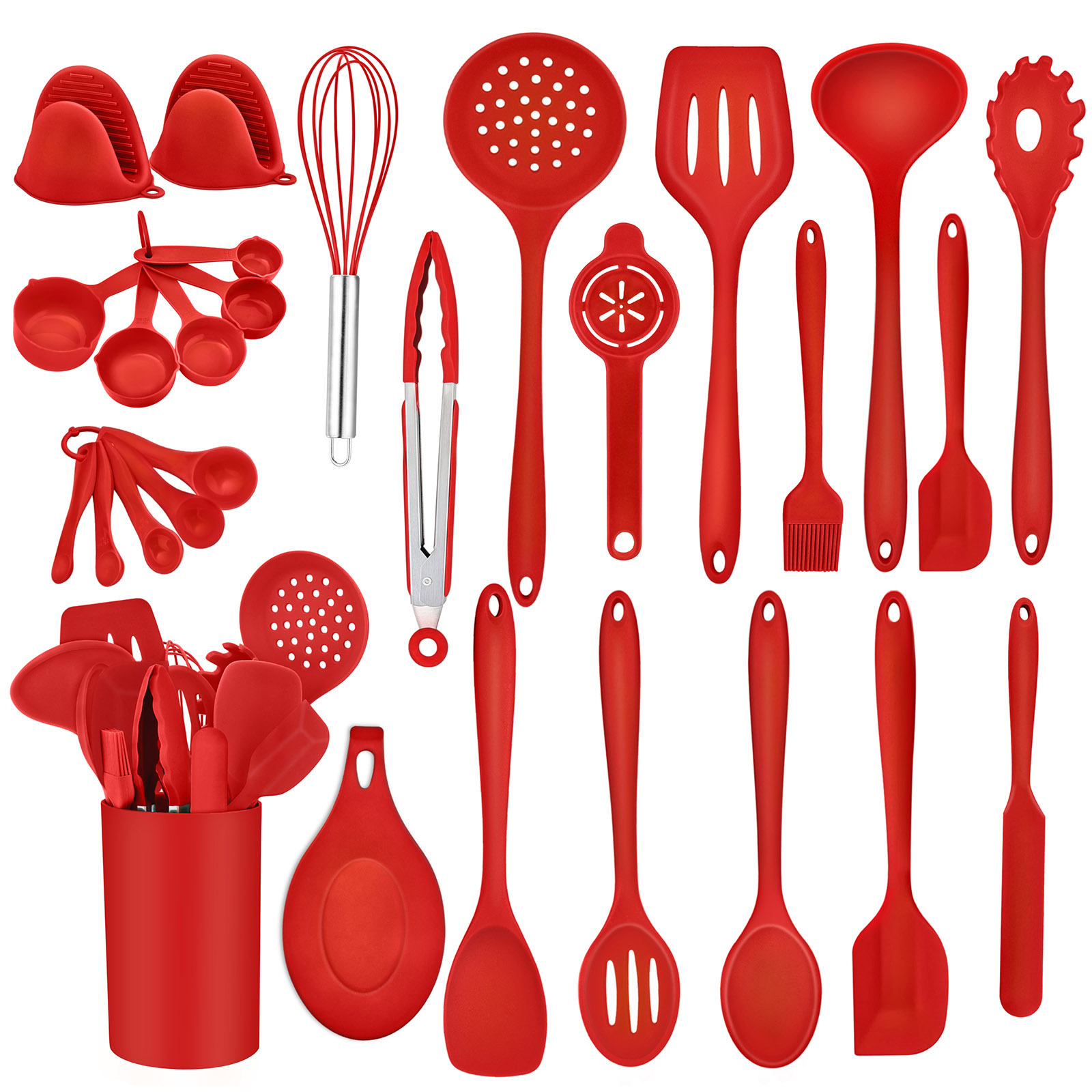 Coliware 28 PC Silicone Kitchen Cooking Baking Utensil Set for Nonstick ...