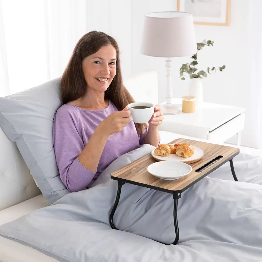 Coliware Laptop Desk for Bed, Adjustable Table Stand with Moveable Book ...