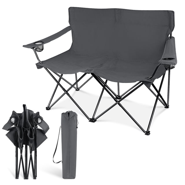 Coliware Oversized Foldable Camping Chair, Double Seat Folding Camp ...