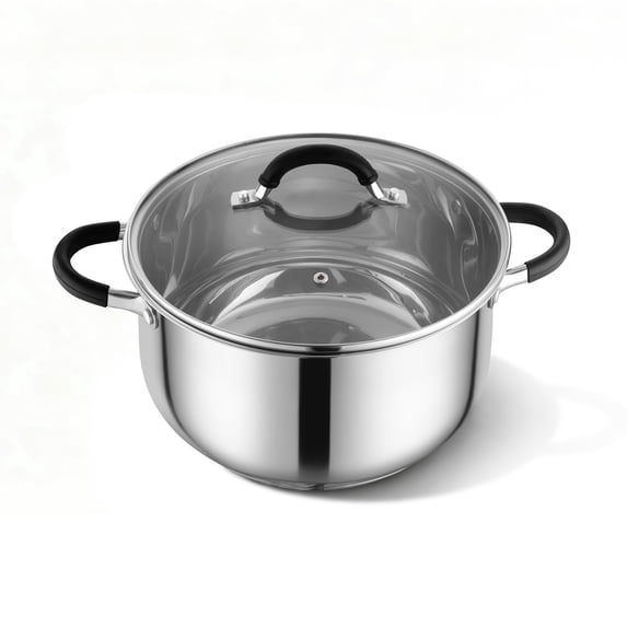 Coliware Stainless Steel 8-Quart Stock Pot with Glass Lid, Food-Grade ...