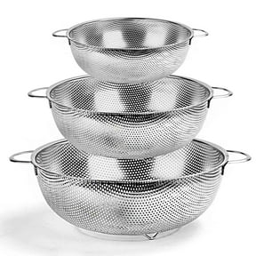 Vesteel Stainless Steel Colander Set of 3, Micro-Perforated Strainers ...