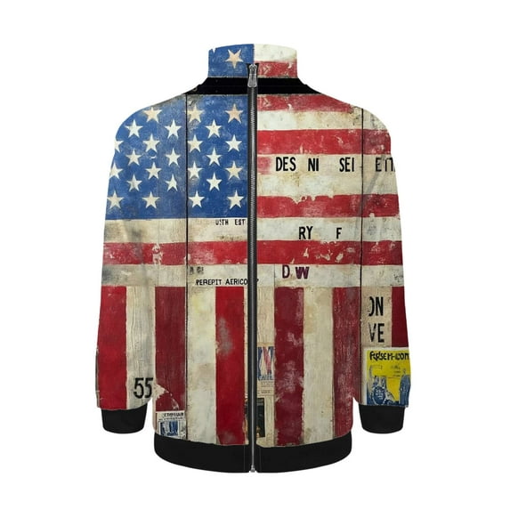Collage American Flag Art Jacket Men's Street Cool Long Sleeves Coat ...