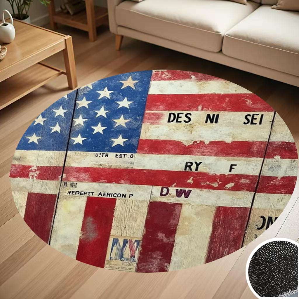 Collage American Flag Art Round Carpet Living Room Bedroom Home ...