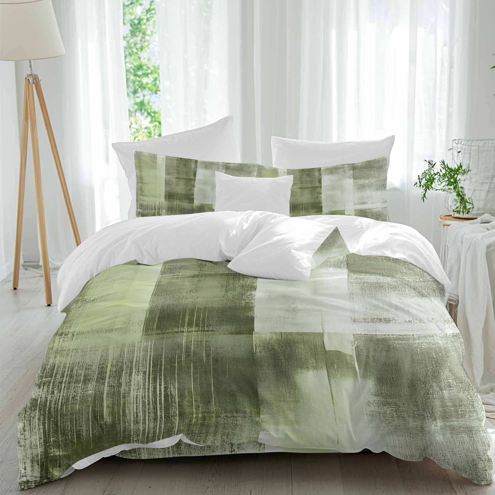 Collage Art 4 Piece Duvet Cover Set Full Size Abstract Green Oil ...