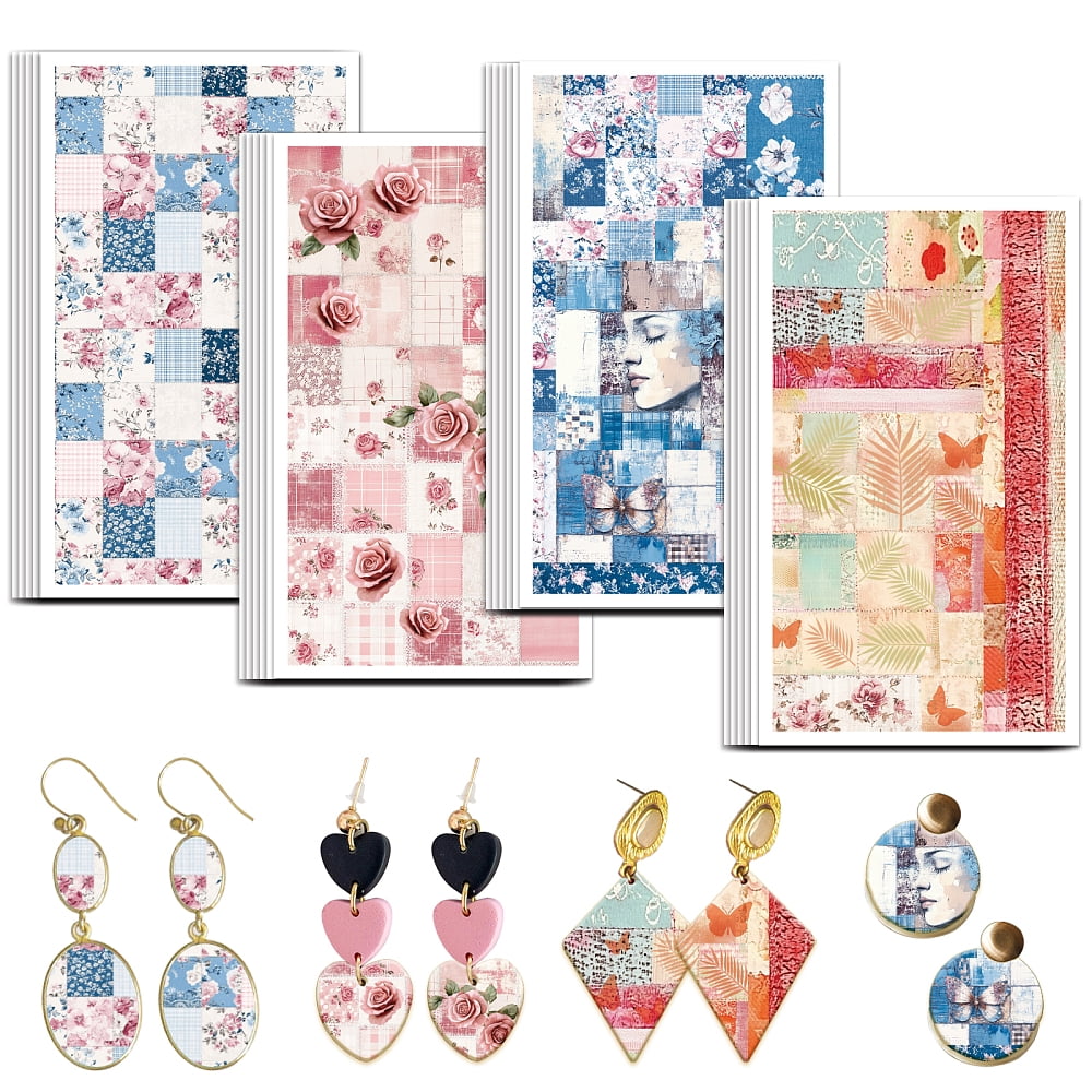 Collage Fabric Clay Transfer Paper 4 Design 24Pcs Transfer Paper for ...