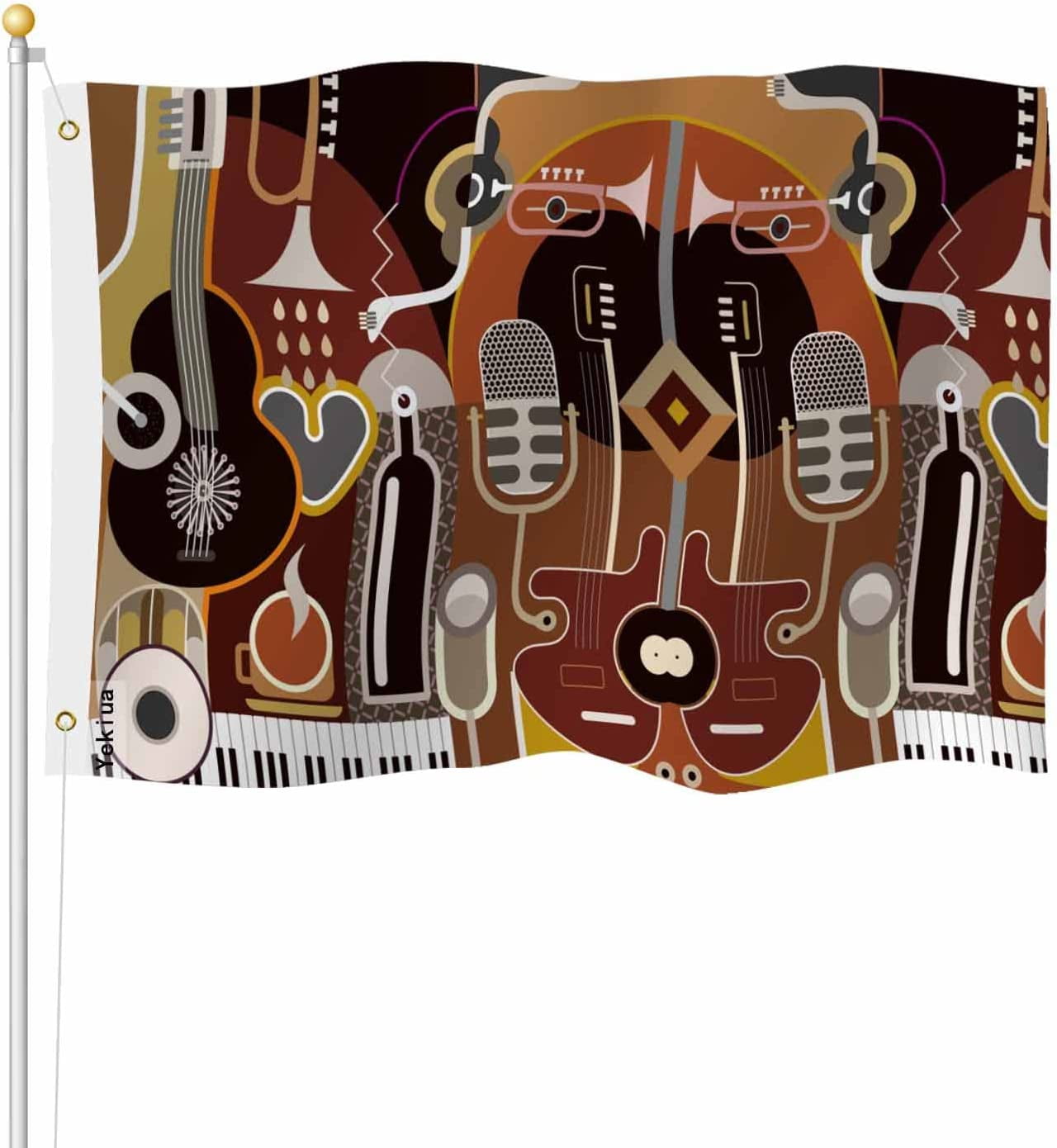 Collage Musical Instruments Flag Outdoor Retro Abstract Music Jazzy ...