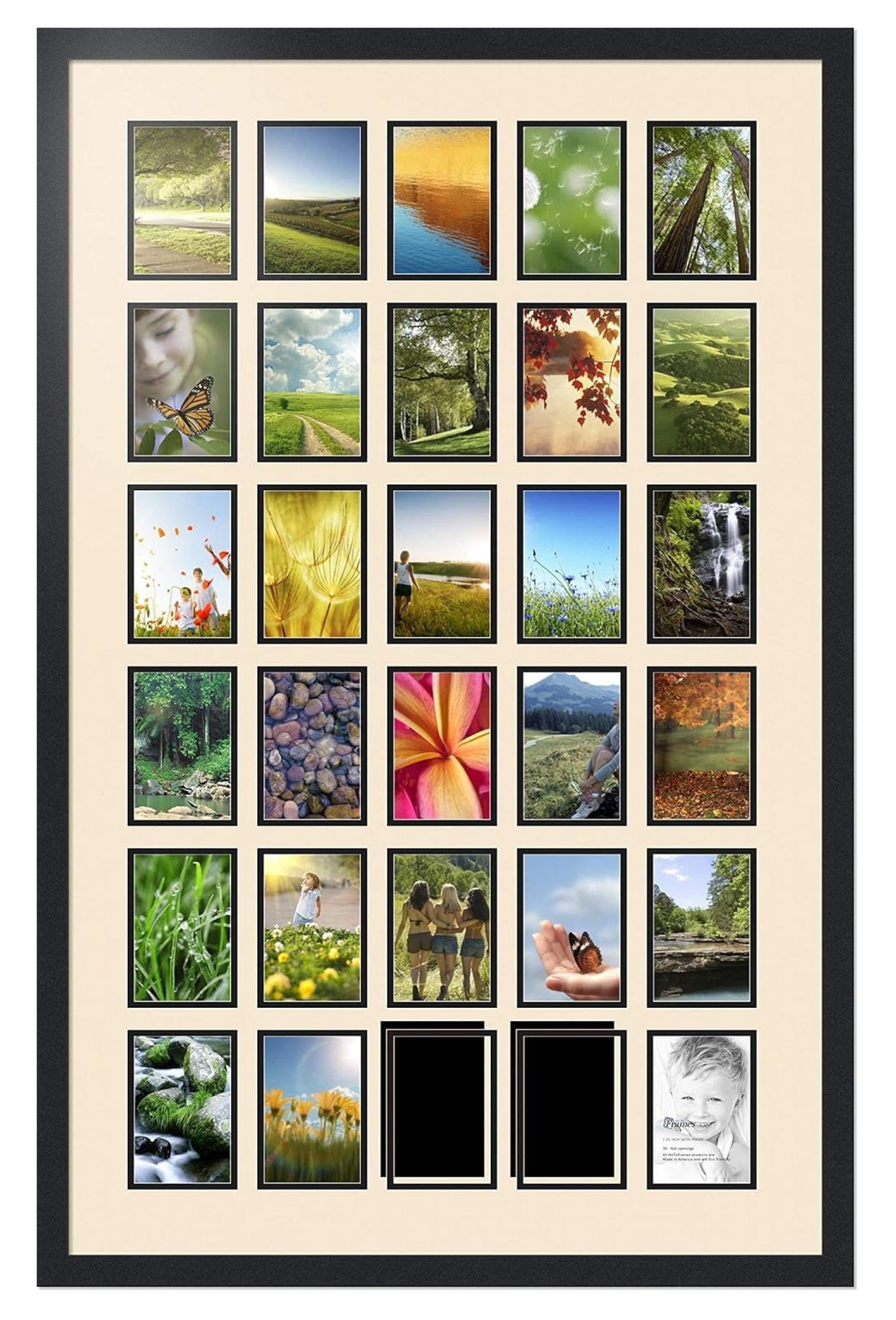 Collage Photo Frame Double Mat with 30-4x6 Openings with Black Frame ...