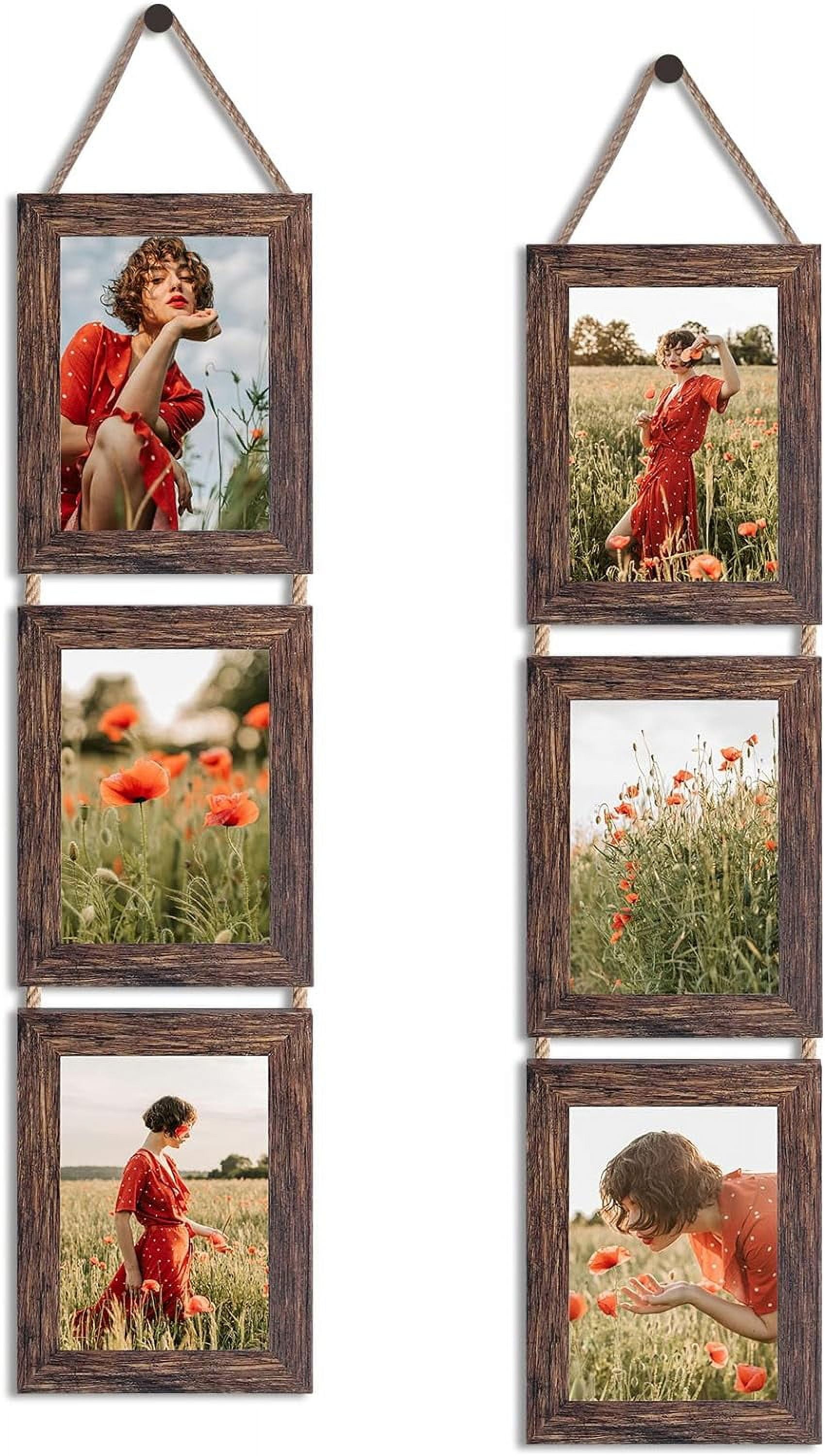 Collage Picture Frames 5x7, 3 Openings Hanging Photo Frame Set for ...