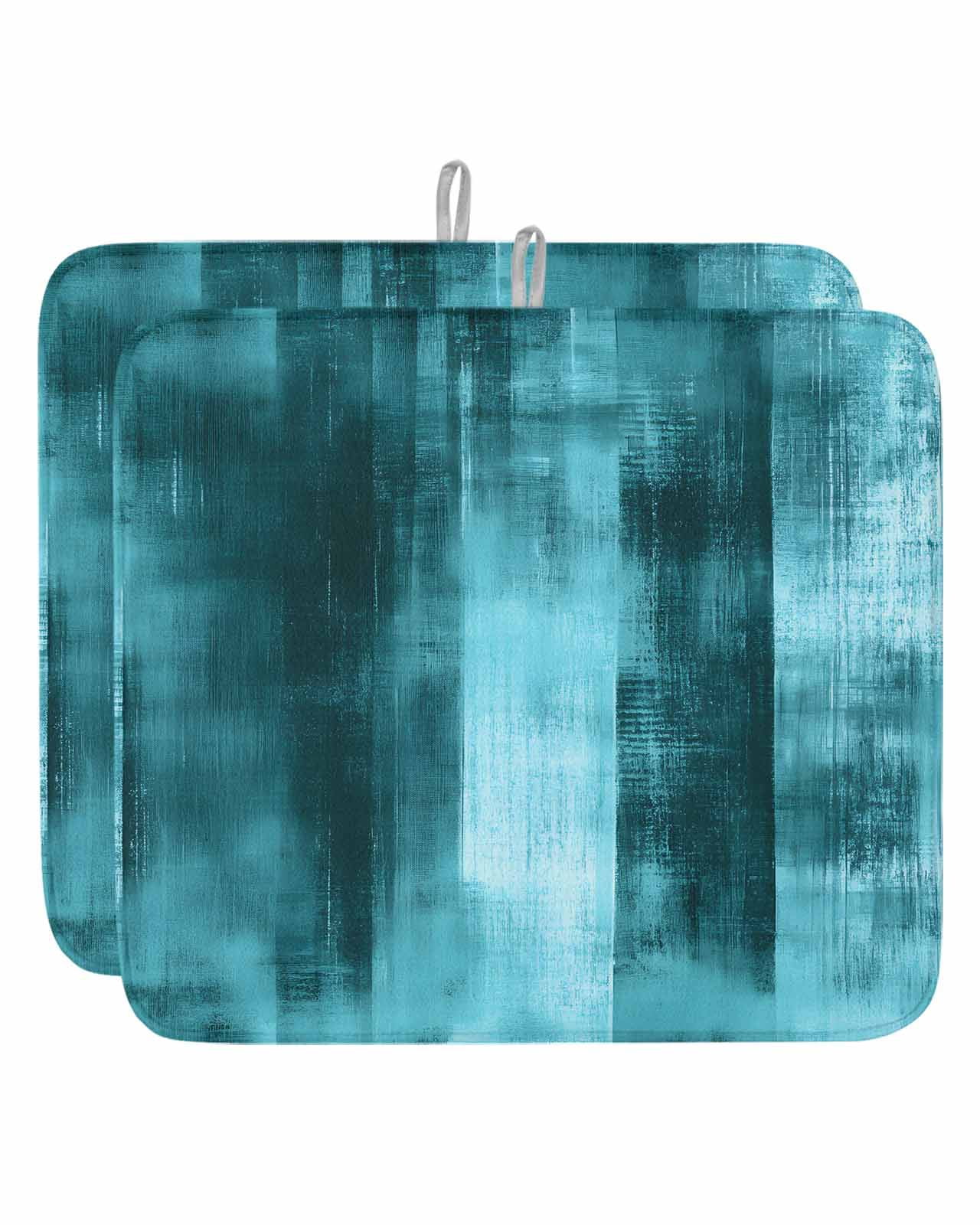 Collage Theme Dish Drying Mat 16x18 inch Vintage Blue Oil Painting ...