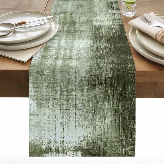 Collage Theme Table Runner 13x36 inch Vintage Sage Green Oil Painting ...