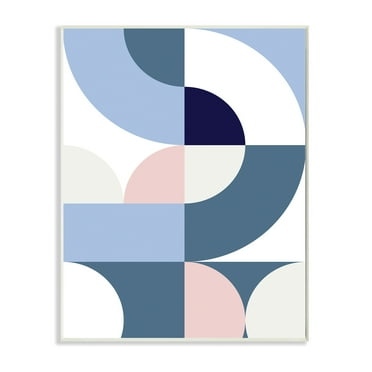 Coastal Tile Abstract Soft Blue Beige Shapes Wood 10 in x 15 in Framed ...