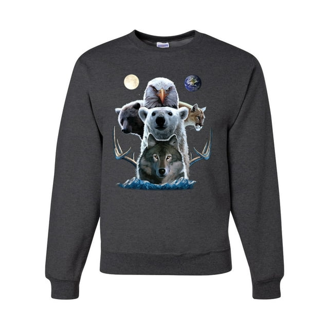Collage of Popular Wild Life Animals | Mens Animal Lover Crewneck ...