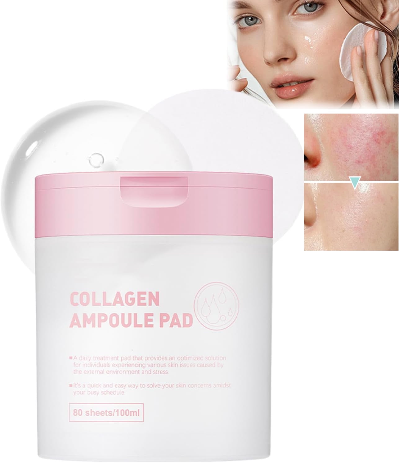 Collagen Ampoule Toner Pad, Cotton Facial Toner Pads Collagen & Ceramid ...