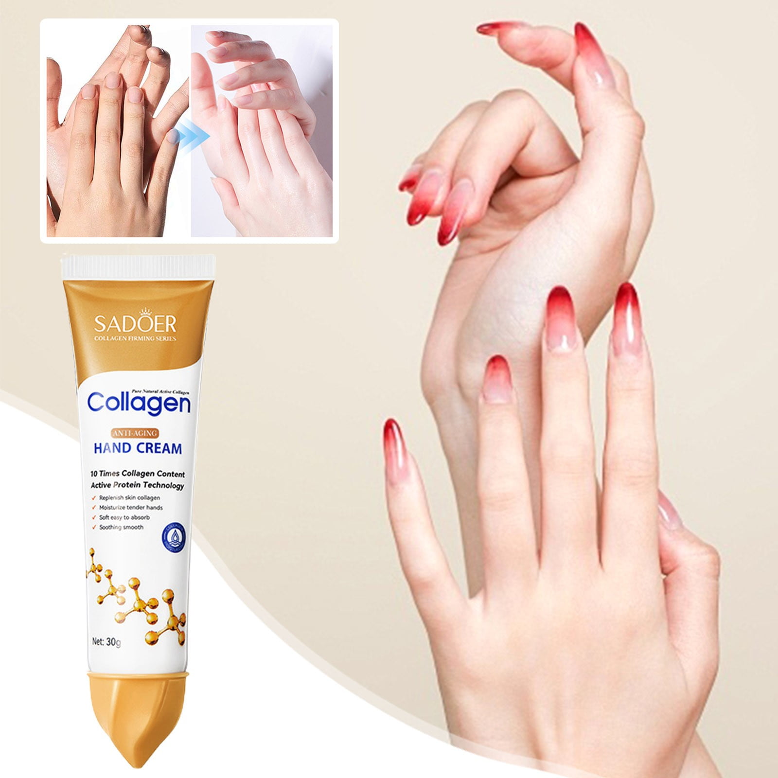 Collagen Anti-Wrinkle Hand Cream for Dry Skin, Intensive Moisturizer ...