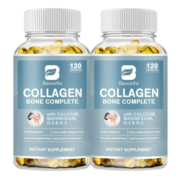 Collagen Bone Complete Capsules,Calcium & Magnesium Vitamin C D3 K2 ...