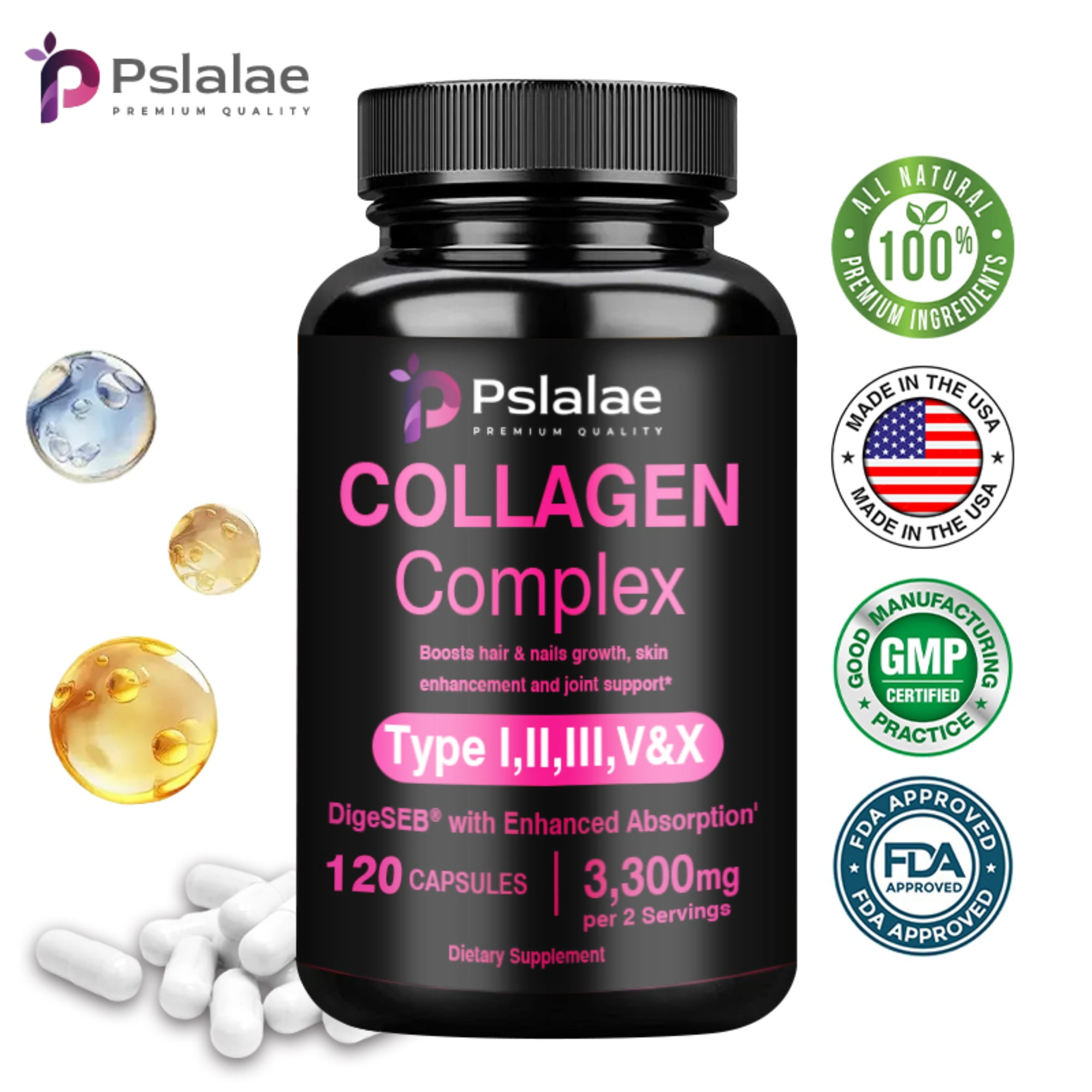 Collagen Complex 3300mg - Type I, II, III, V, X - Anti-Aging ...