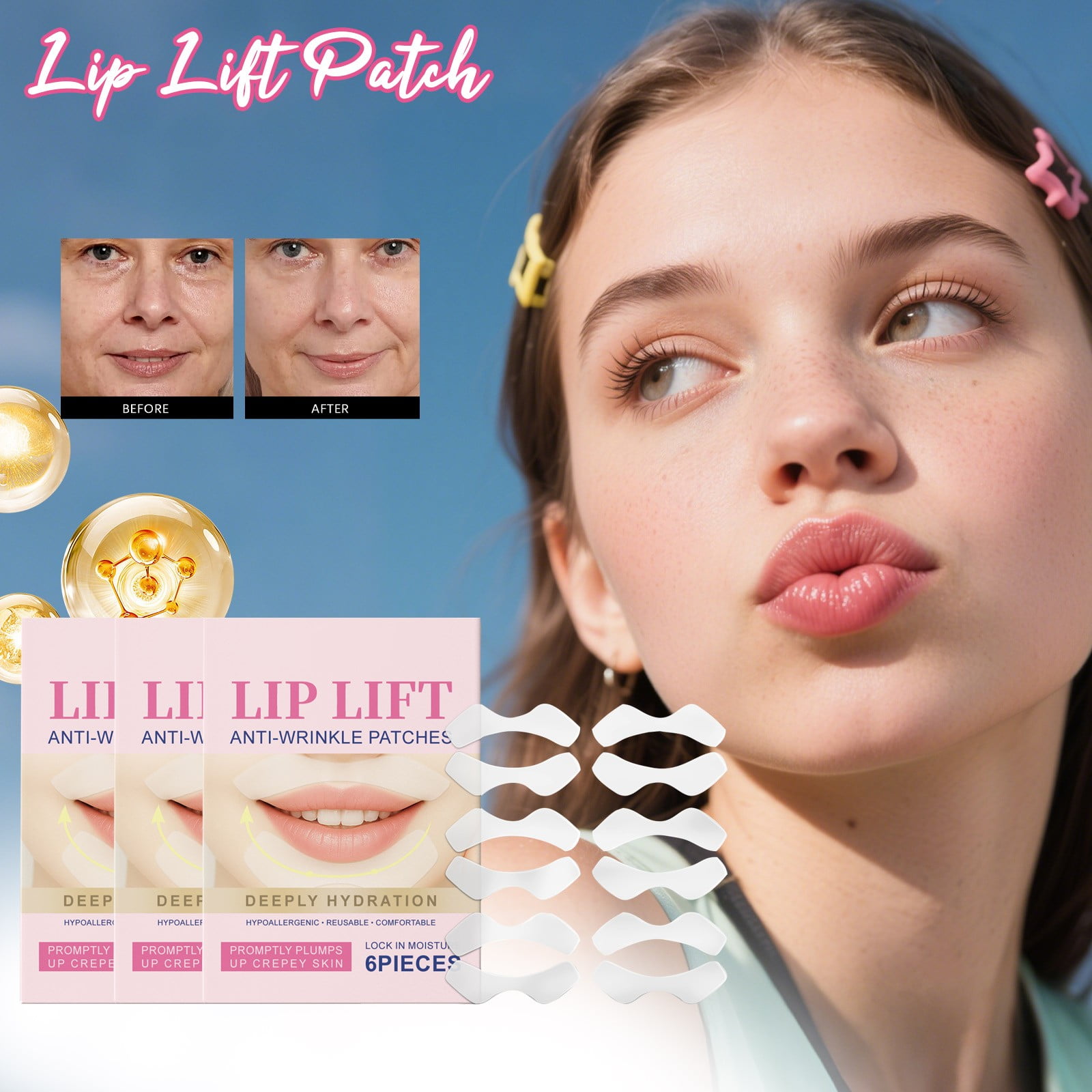 Collagen Crystal Lip Masks,Pink Lip Patches& Moisturizers Collagen Lip ...