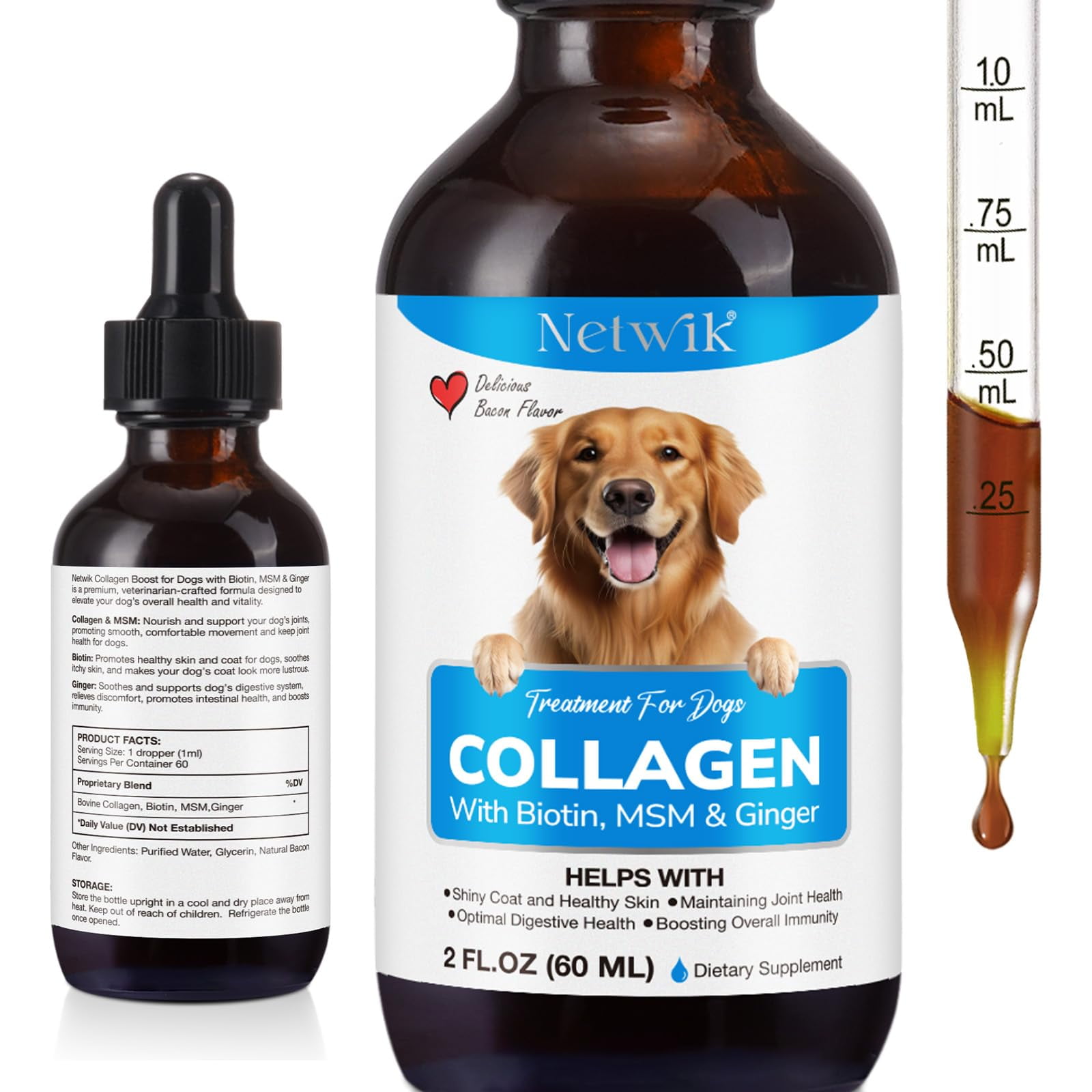 Collagen for Dogs - TSF6 Skin and Coat Supplement for Dogs, Dog Liquid ...