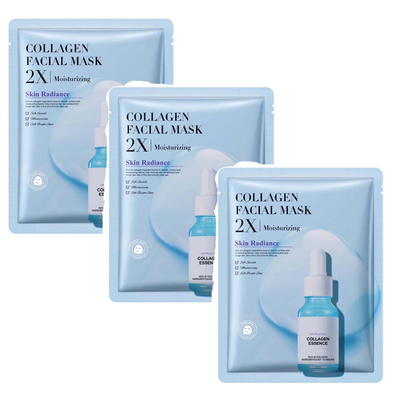_Collagen Face Mask 3PACK,Deep Hydrating Face_Collagen Mask Facial ...