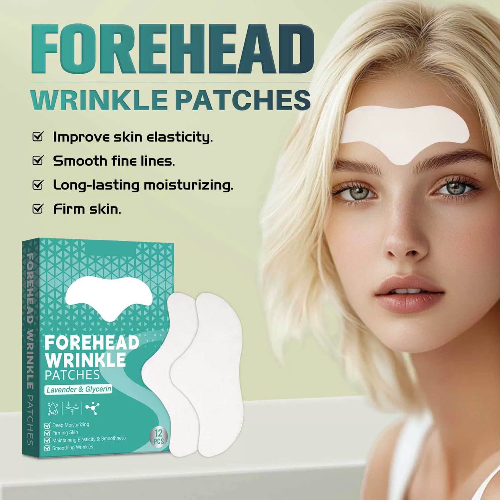 Collagen Forehead Wrinkle Patches12Pcs with Lavender Oil, Collagen ...
