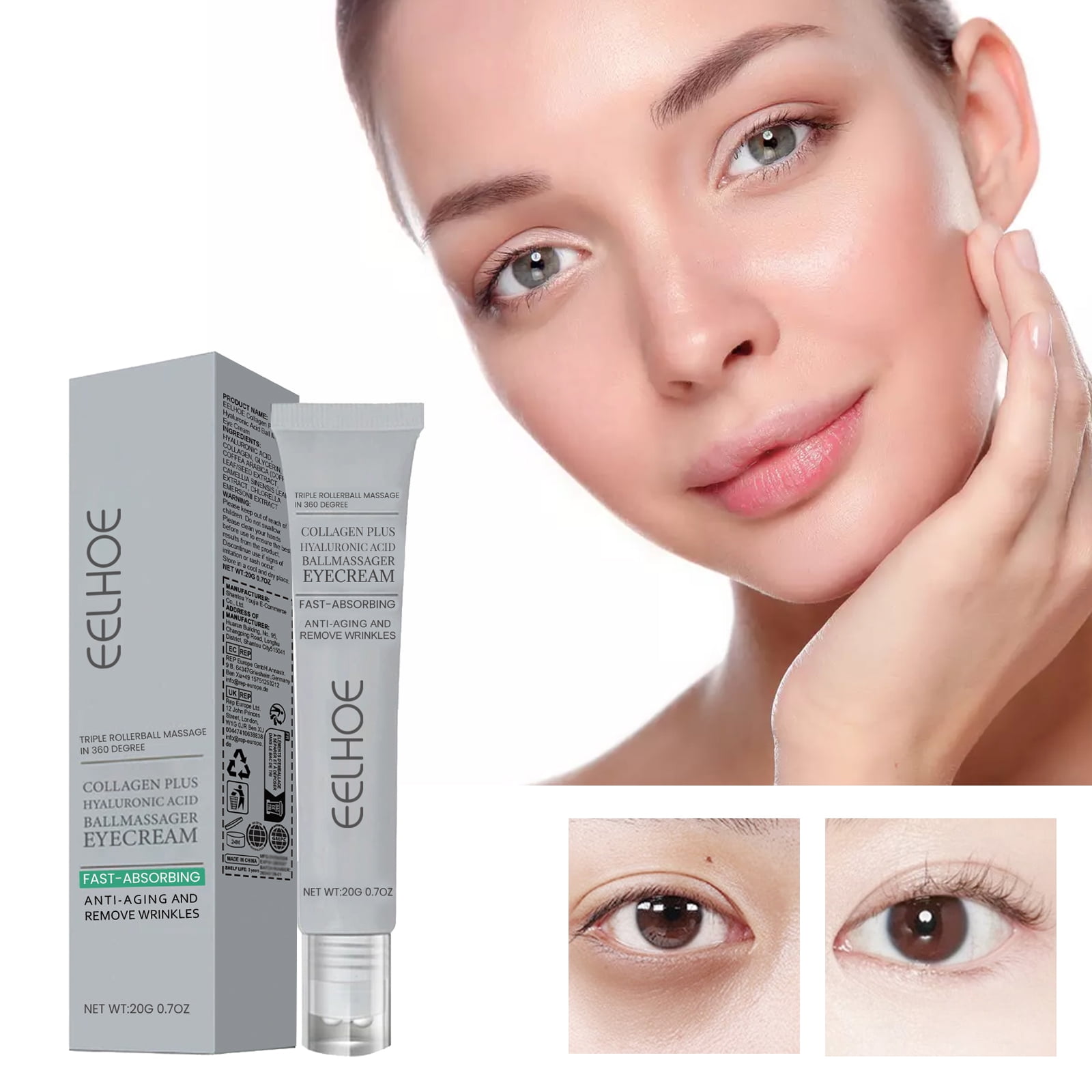 Collagen Hyaluronic Acid Massager Eye Cream for Reducing Fine Lines ...