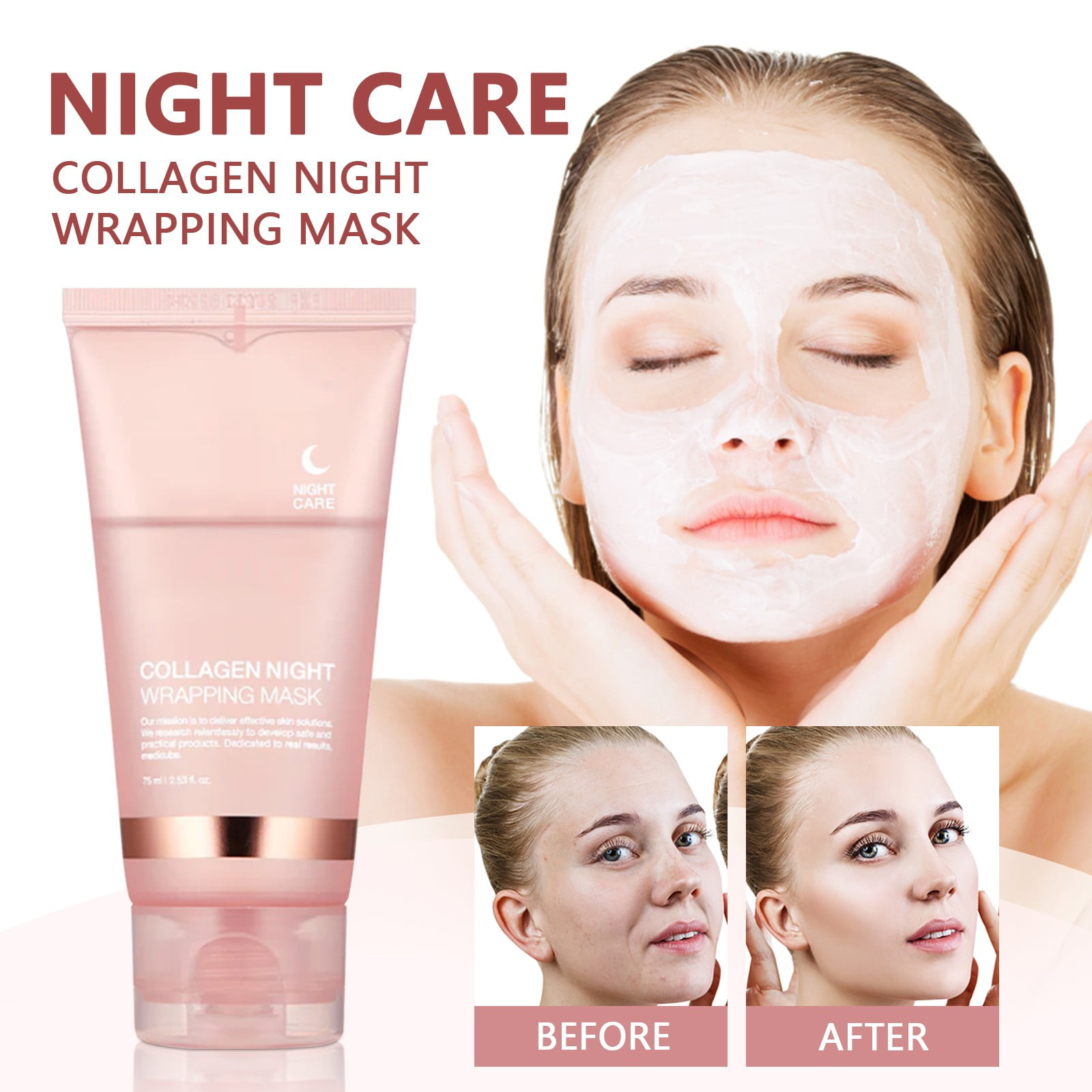 Collagen Night Wrapping Mask, Peel Off Hydrolyzed Collagen Facial Mask ...