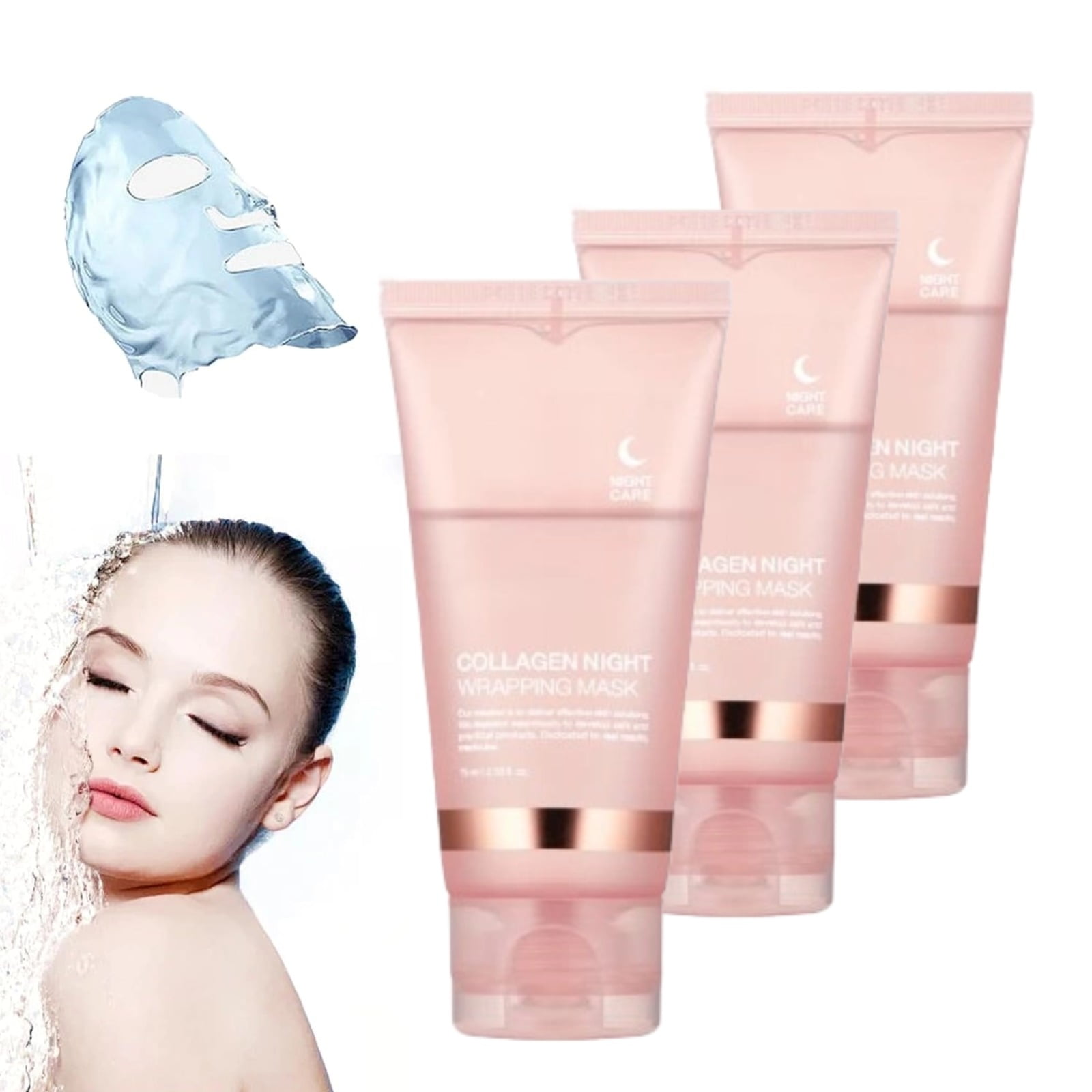 Collagen Night Wrapping Mask, Peel Off Hydrolyzed Collagen Facial Mask ...