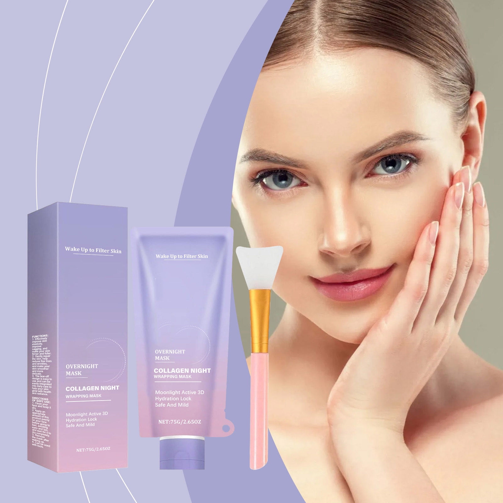 Collagen Overnight Face Mask, 2025 Night Wrapping Peel Off Mask for ...