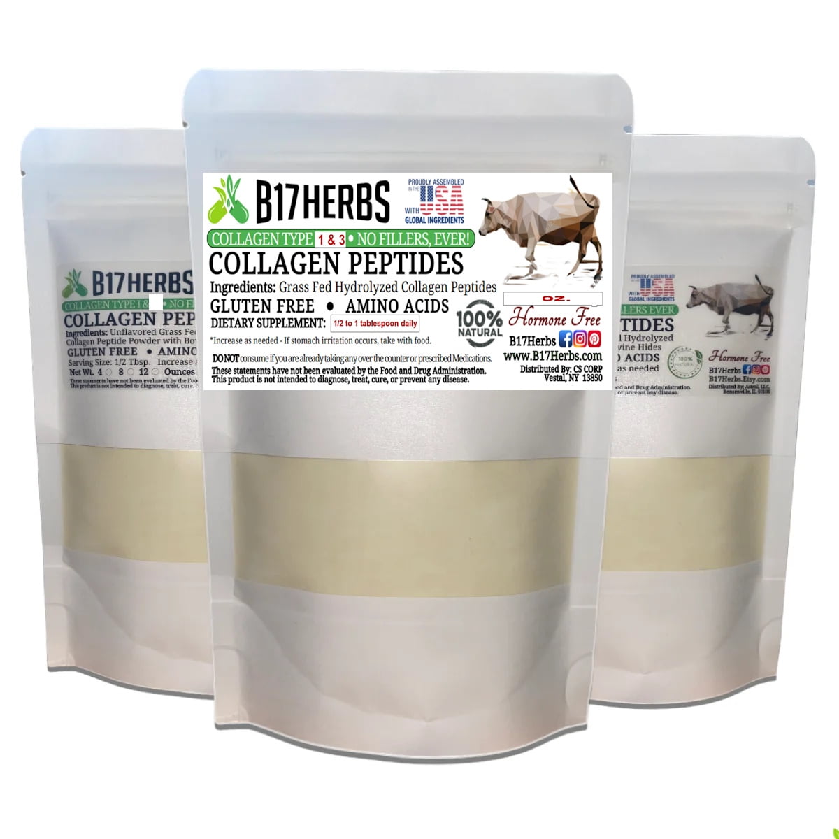 Collagen Peptide Powder | Grass Fed | Bovine | Type I & III | Protein ...