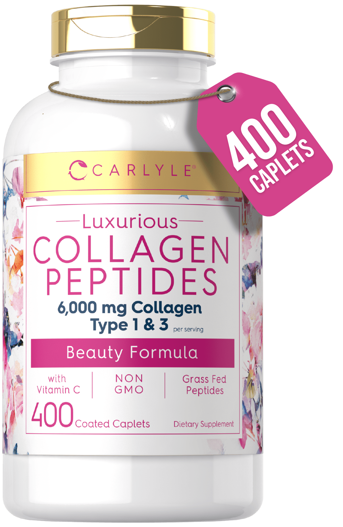 Collagen Peptides 6000 mg | 400 Caplets | Type 1 and 3 | Non-GMO ...