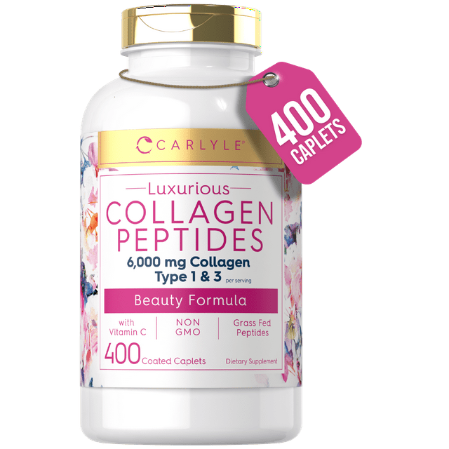 Collagen Peptides 6000 mg | 400 Caplets | Type 1 and 3 | by Carlyle ...