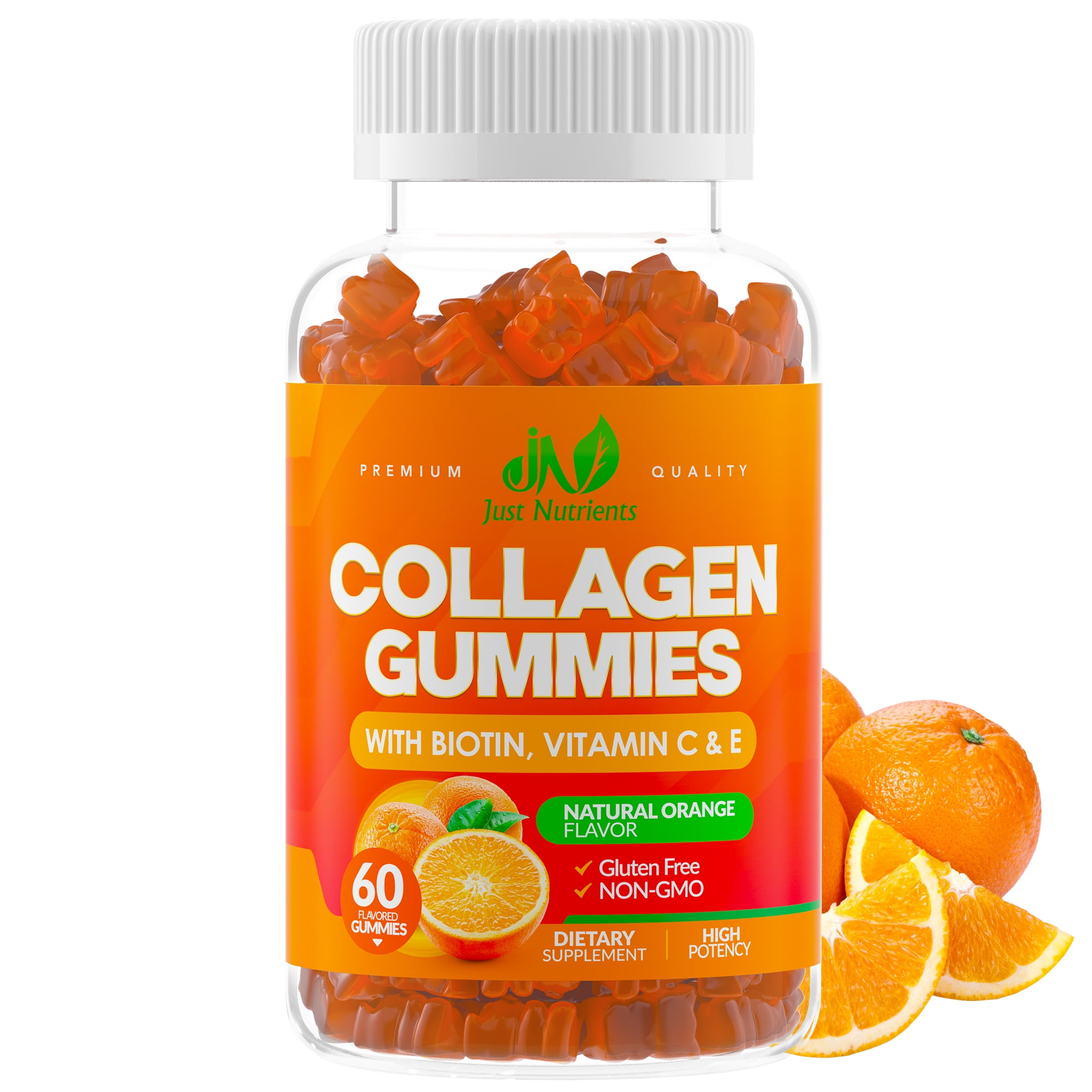 Just Nutrients Collagen Peptides Gummies, Biotin, Vitamin C & E, 60 ...