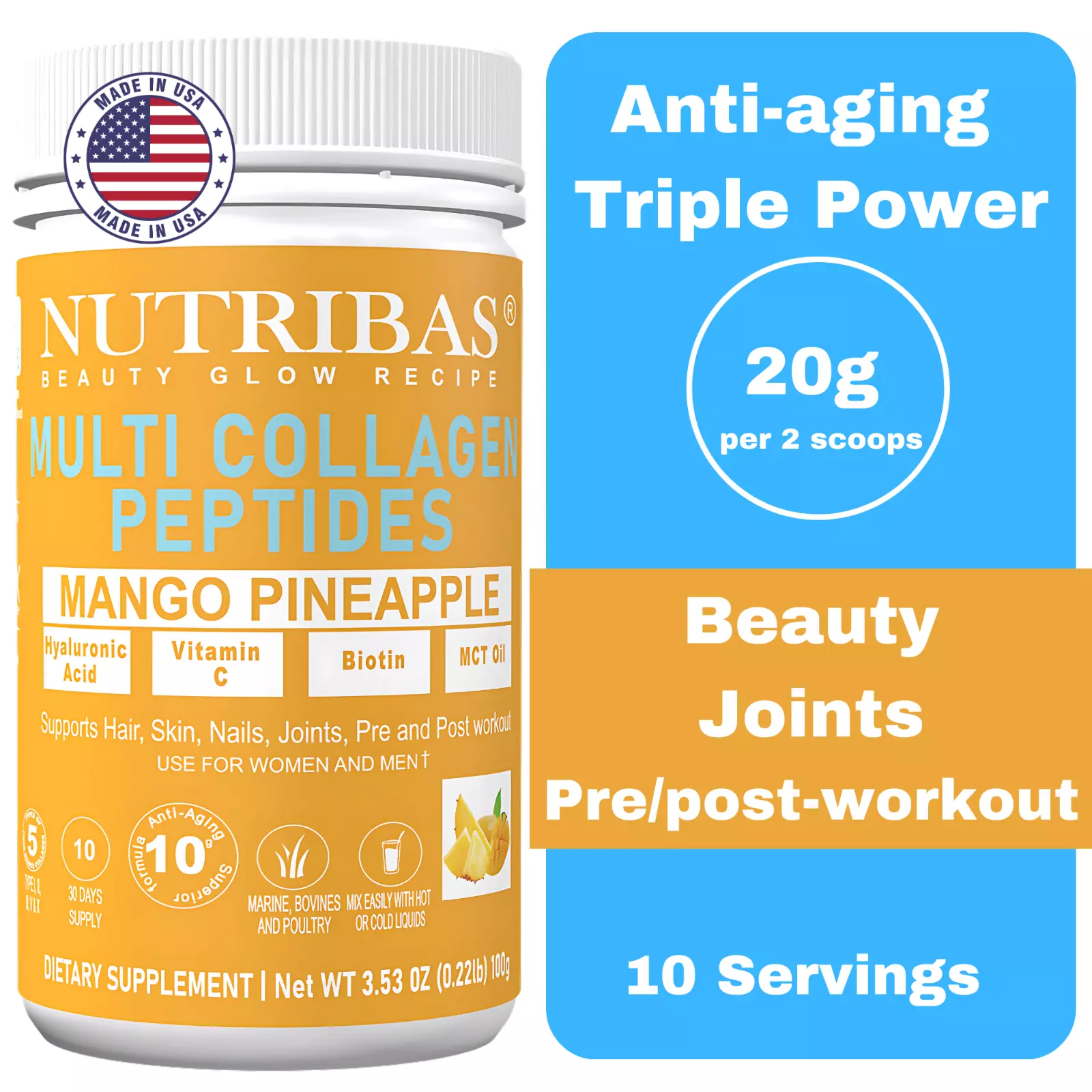 Collagen Powder Flavored | With Multivitamins | Mango Pineapple ...