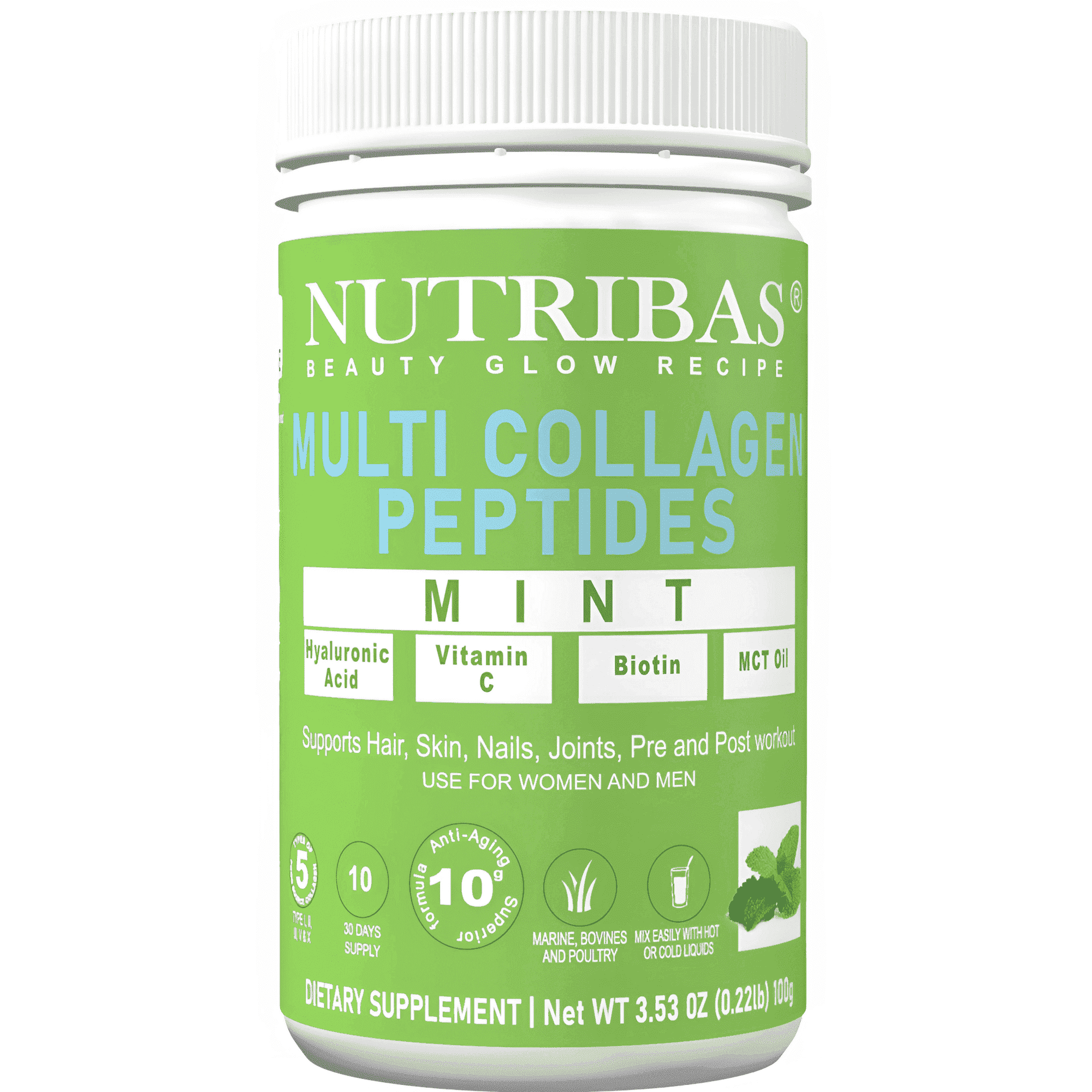 Nutribas Multi Collagen Powder with 5 Types + Biotin, MCT Oil ...