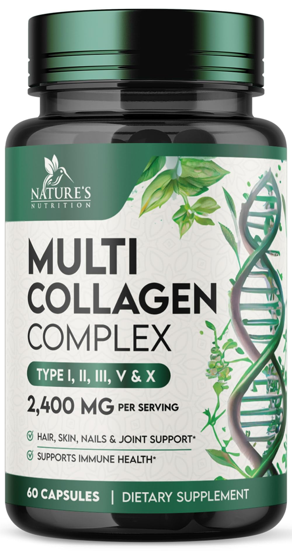 Multi Collagen Peptides Supplement 2400 mg, Types I, II, III, V & X ...
