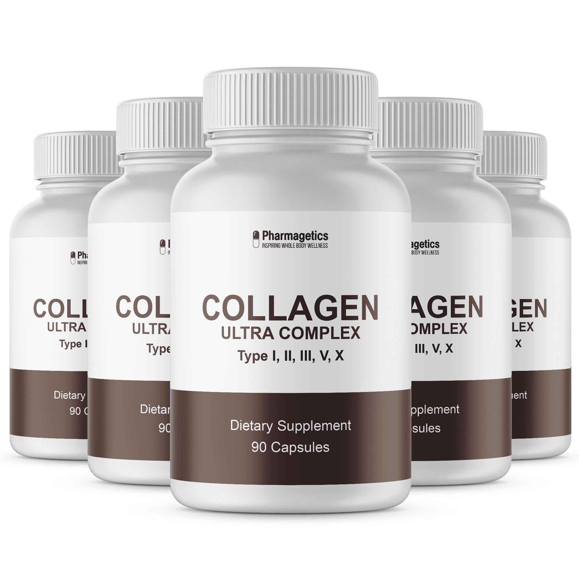 Collagen Ultra Complex Types I, II, III, V & X - 5 Bottles 450 Capsules ...