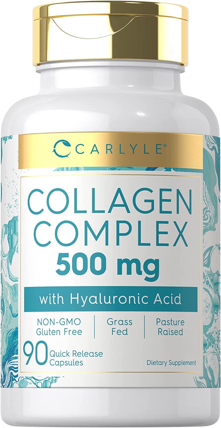 Carlyle Collagen with Hyaluronic Acid, 500mg, 90 Capsules, Hydrolyzed ...