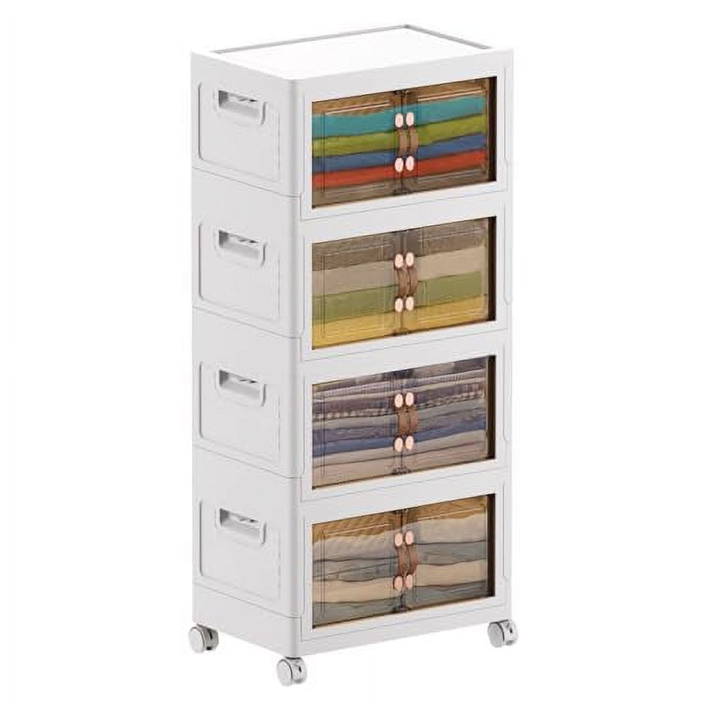 Collaplible Storage Bins with Wheels , 4X63L Foldable Wardrobe Closet ...