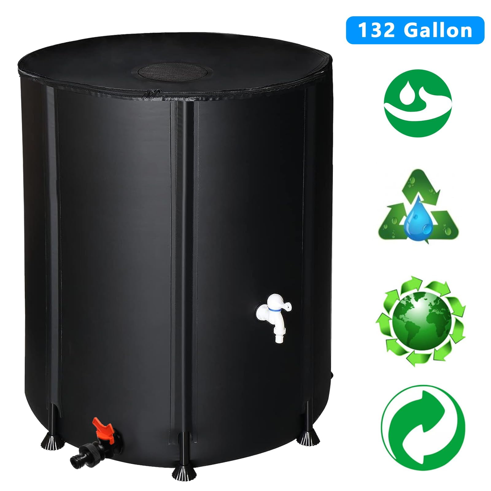 Collapsible 132-Gallon Rainwater Tank, Garden Water Catcher with ...
