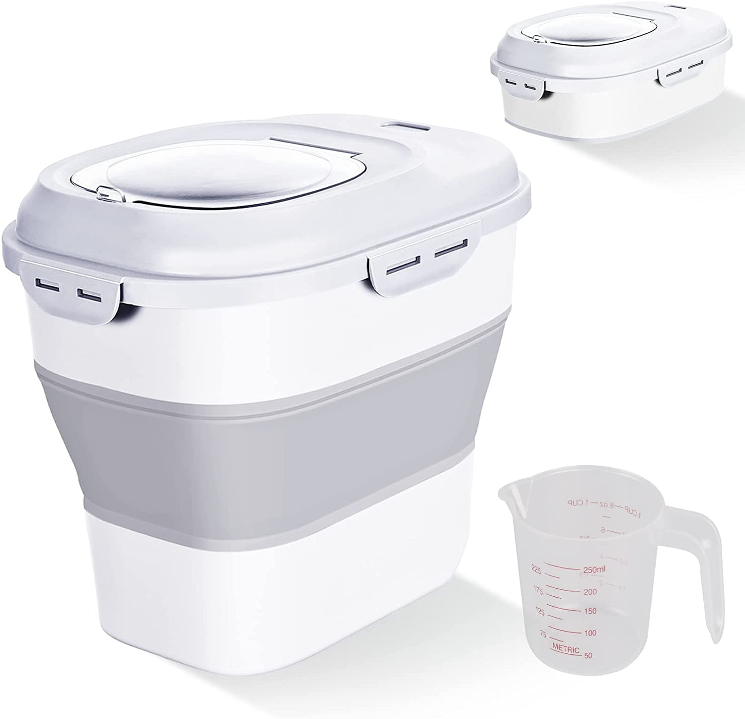 Collapsible 20-50 Lbs Food Storage Container – Airtight Locking Lid ...