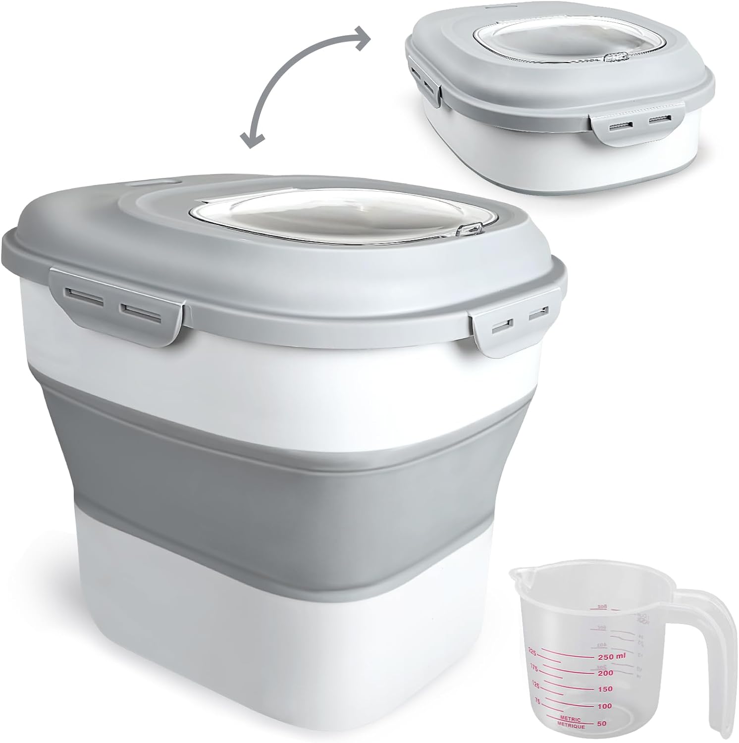 Collapsible 20-50lb Food Storage Container with Wheels - Airtight ...