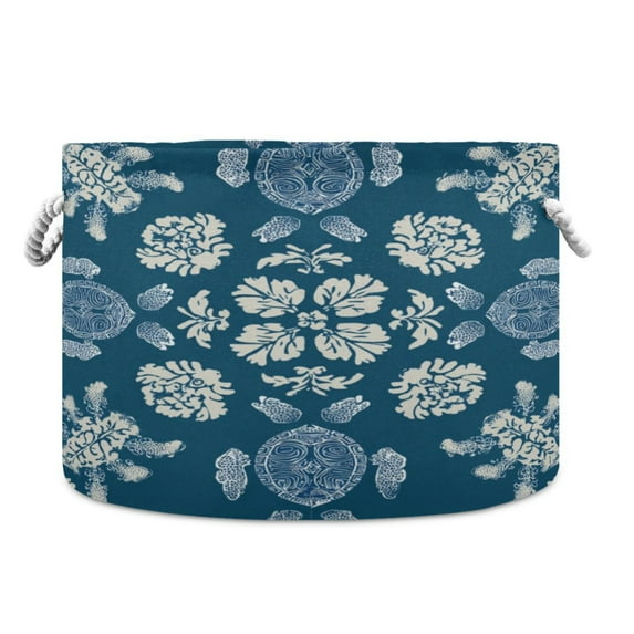 Collapsible 20" Round Storage Basket with Handles Laundry Hamper Open ...