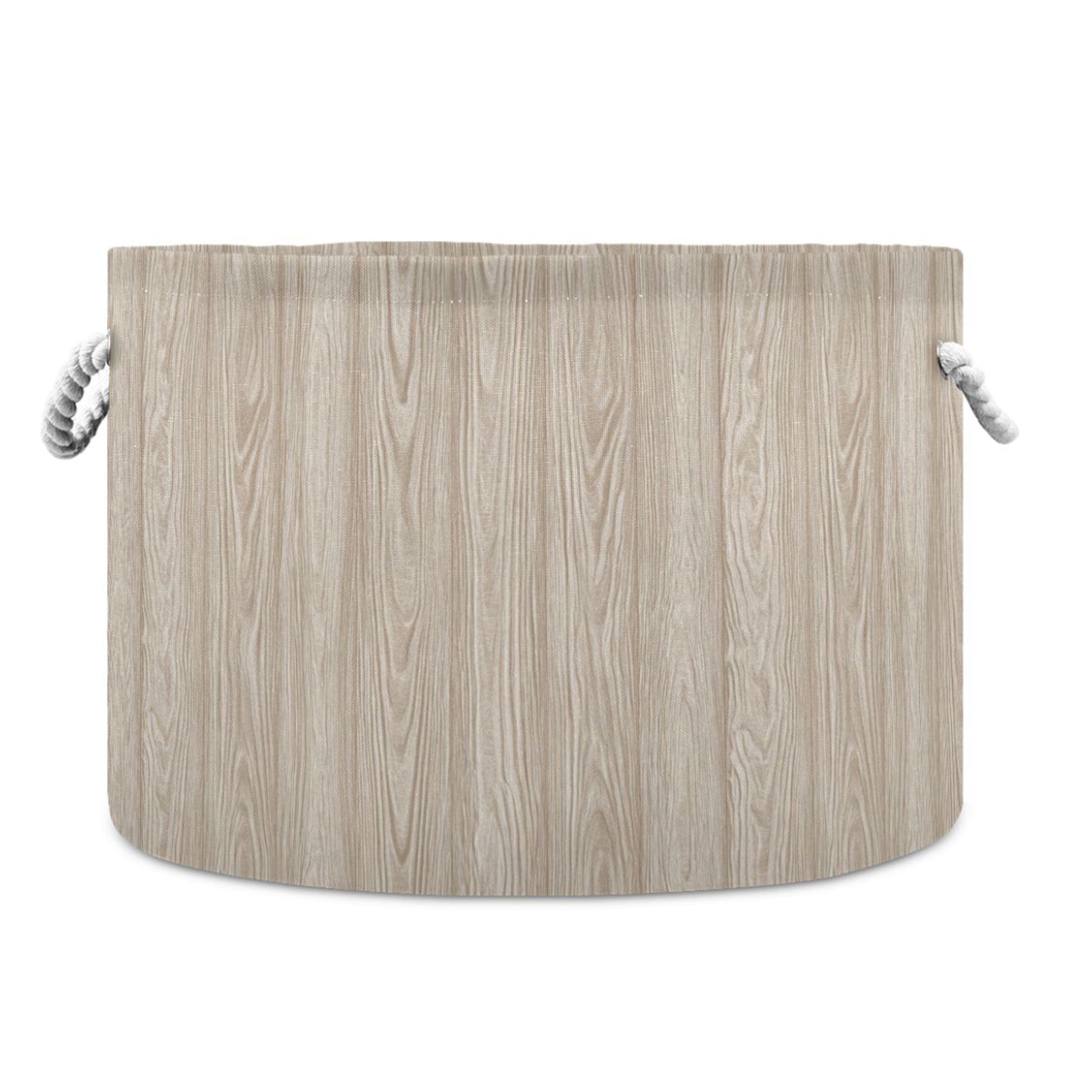 Collapsible 20" Round Storage Basket with Handles Laundry Hamper Open ...