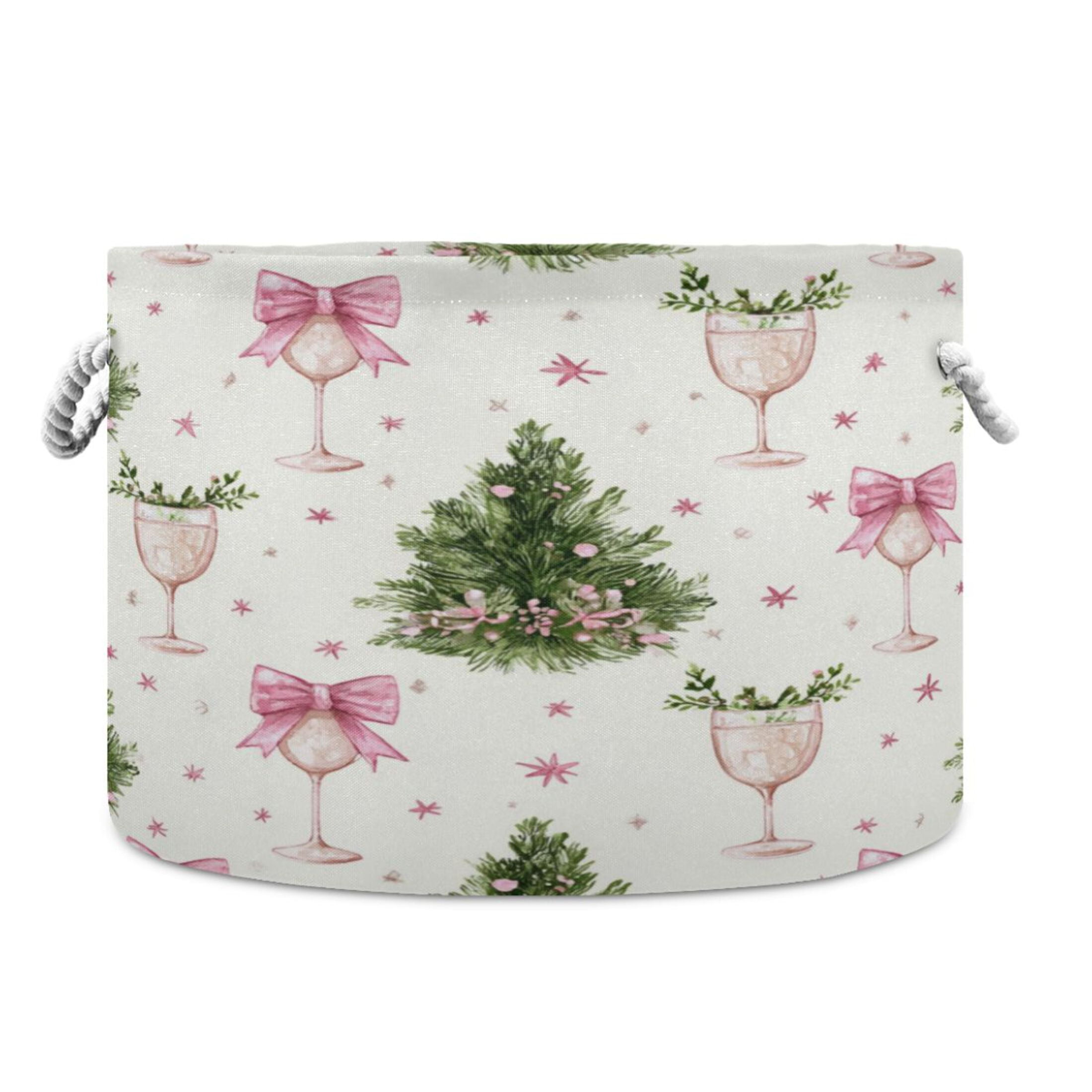 Collapsible 20" Round Storage Basket with Handles Laundry Hamper Open ...