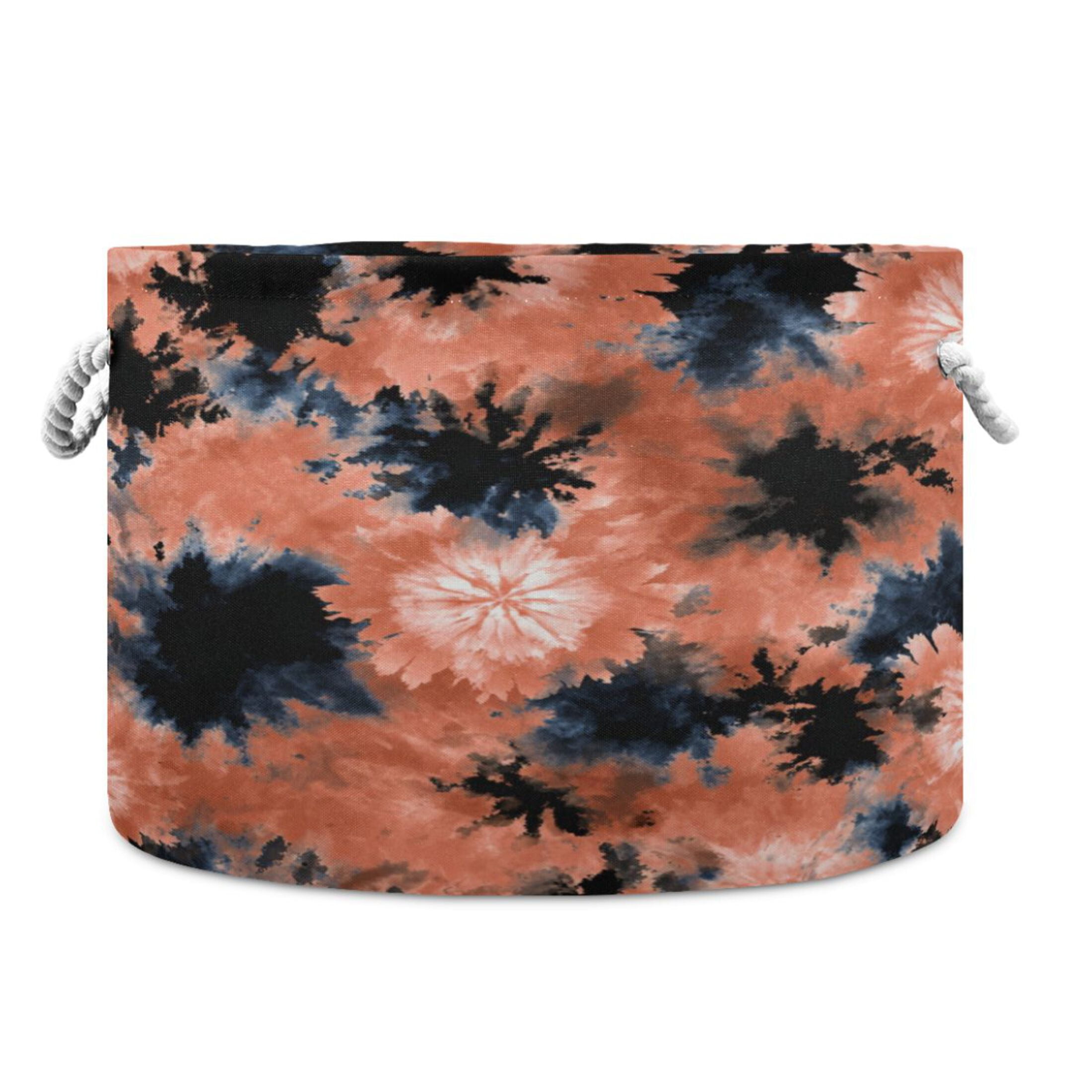 Collapsible 20" Round Storage Basket with Handles Laundry Hamper Open ...