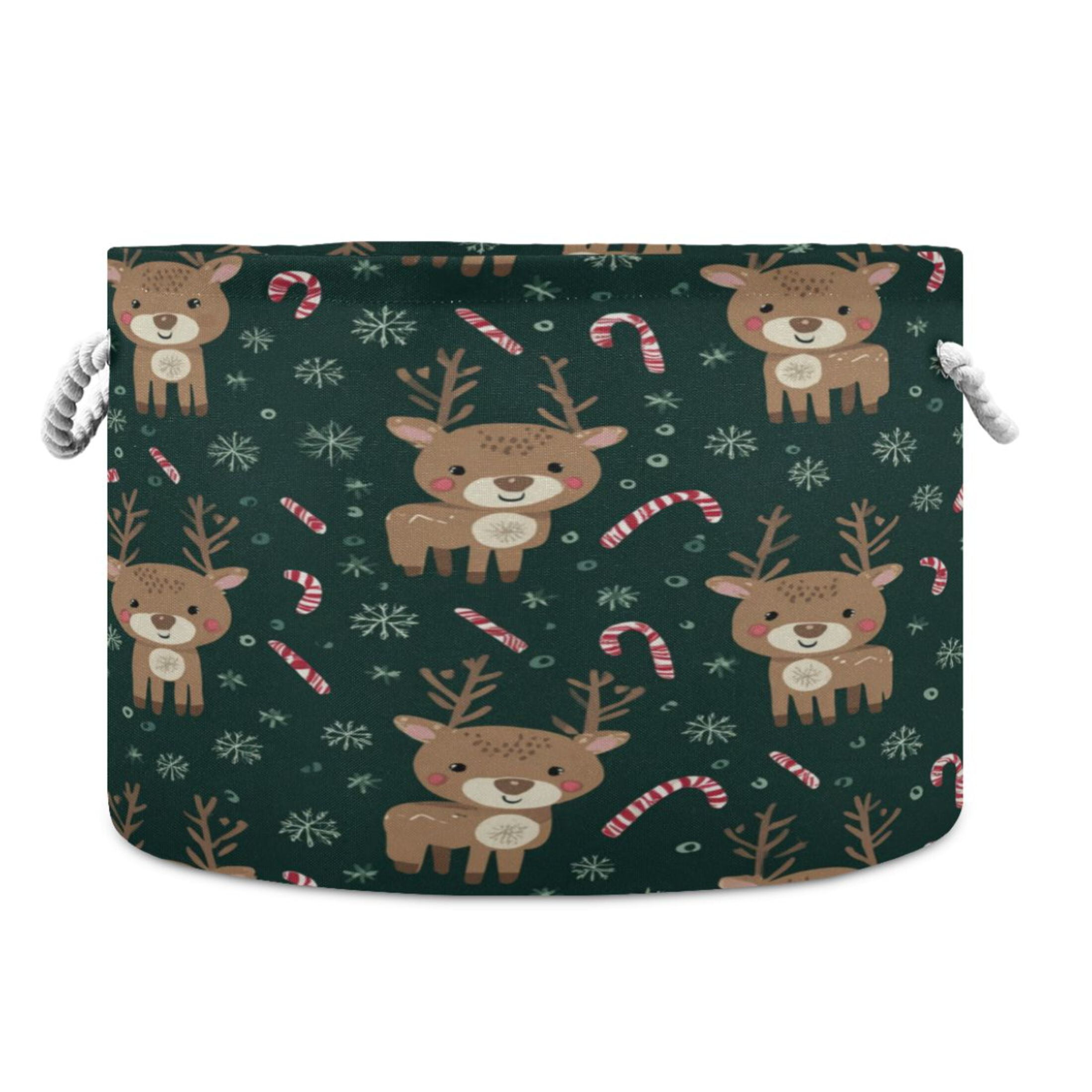 Collapsible 20" Round Storage Basket with Handles Laundry Hamper Open ...