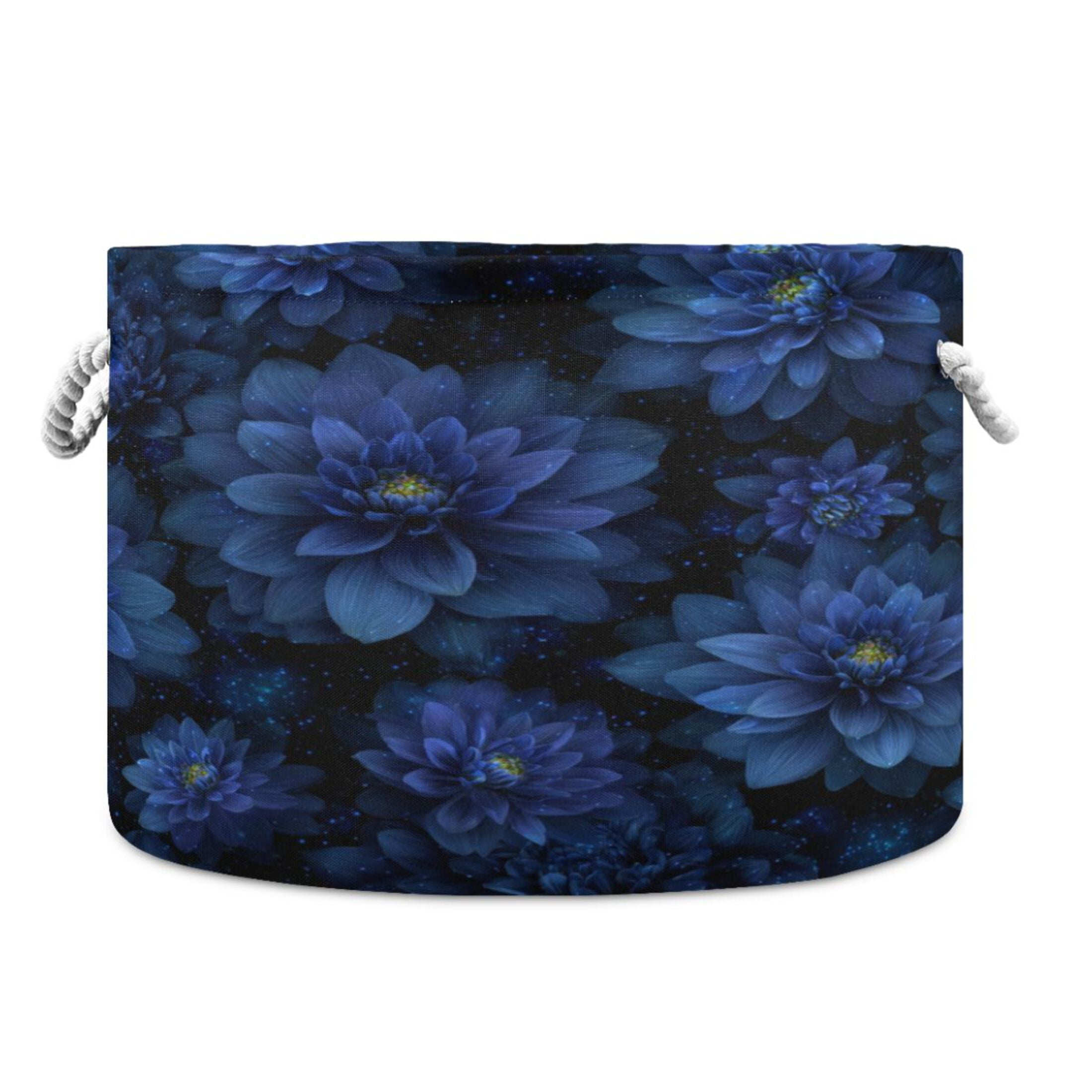 Collapsible 20" Round Storage Basket with Handles Laundry Hamper Open ...